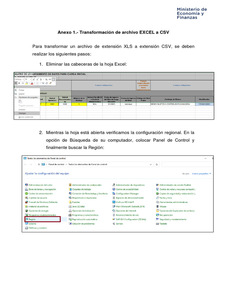 2.1. Anexo 1.- Transformación de archivo EXCEL a CSV | PDF