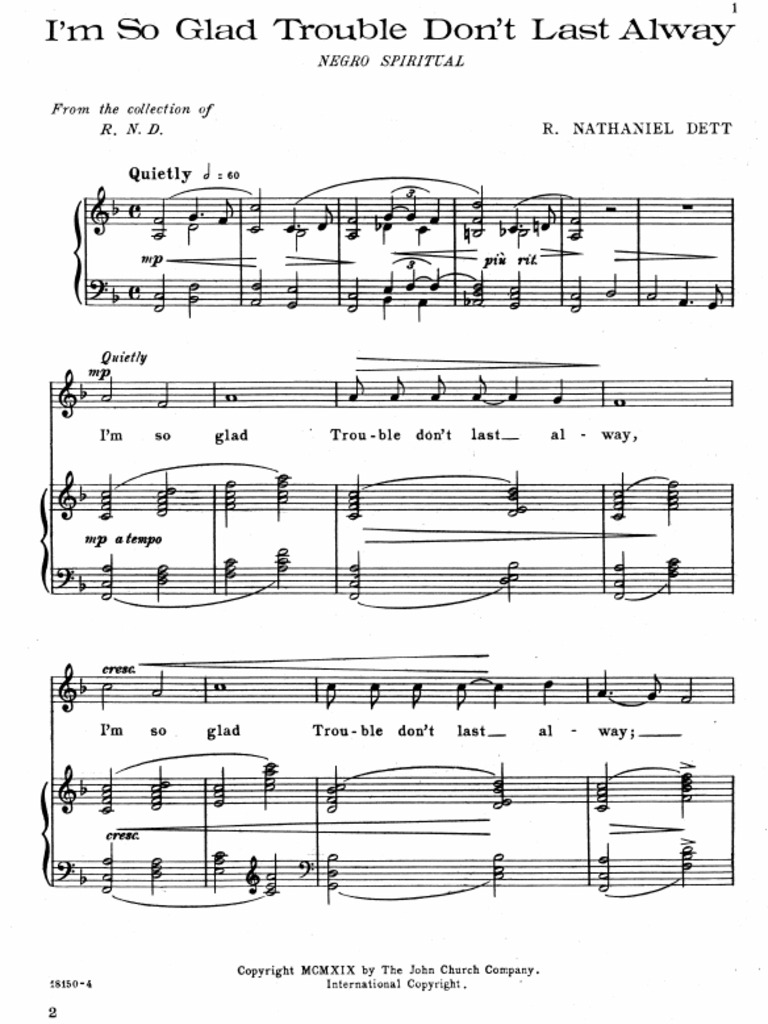 I'm So Glad Trouble Don't Last Always, Arr. Nathaniel Dett | PDF