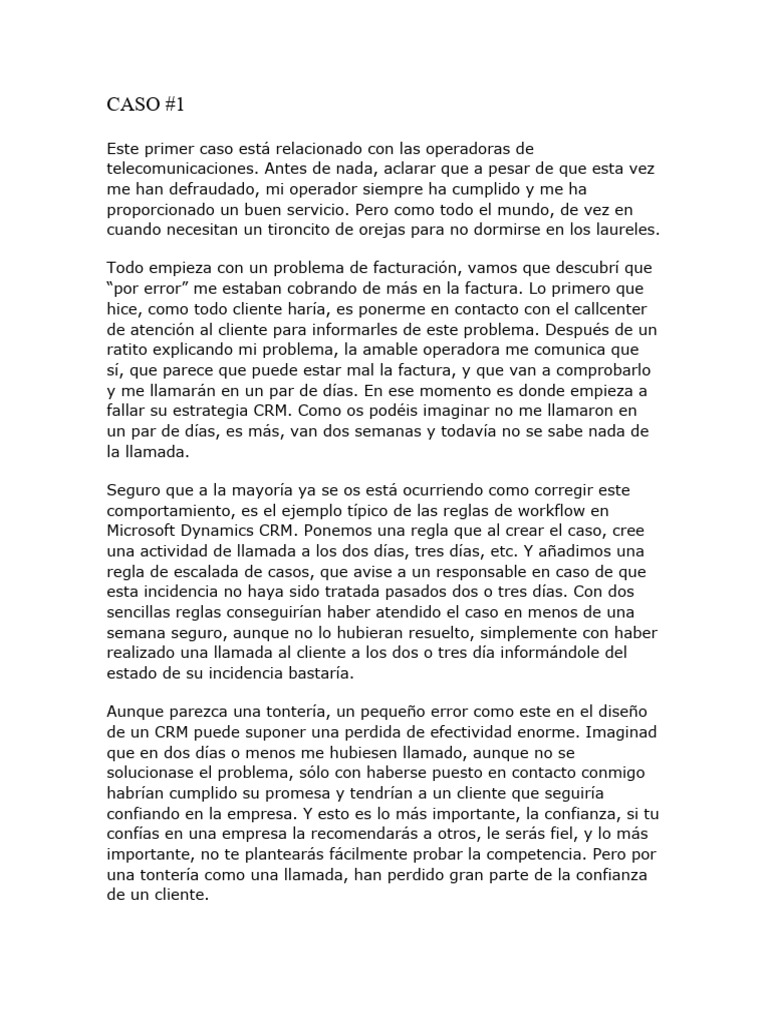 Casos de CRM | Descargar gratis PDF | Gestión de la relación con el cliente | Planificación de ...