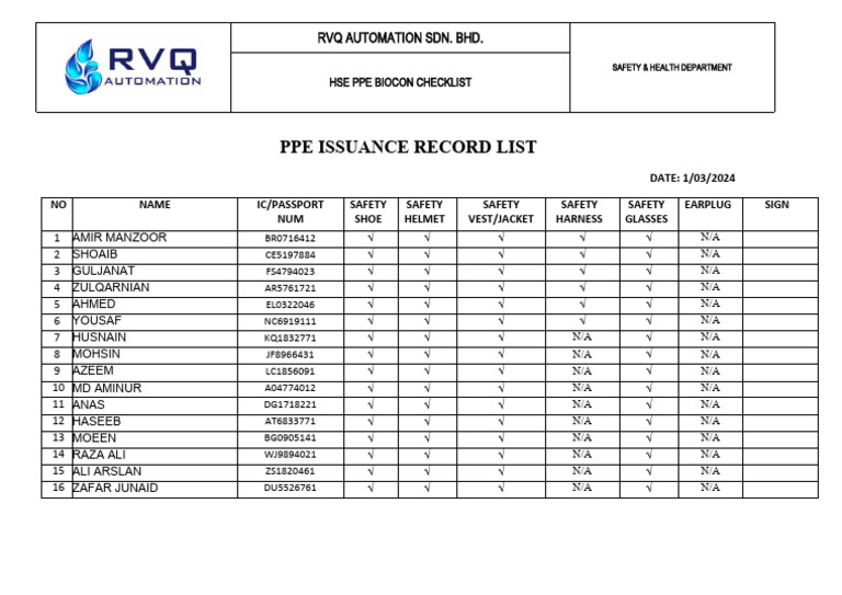 PPE Issuance Form | PDF