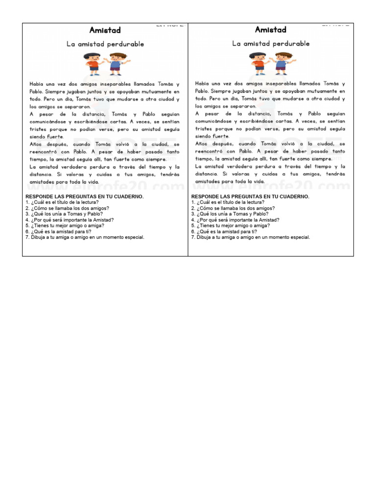 Cuento La Amistad Pdf