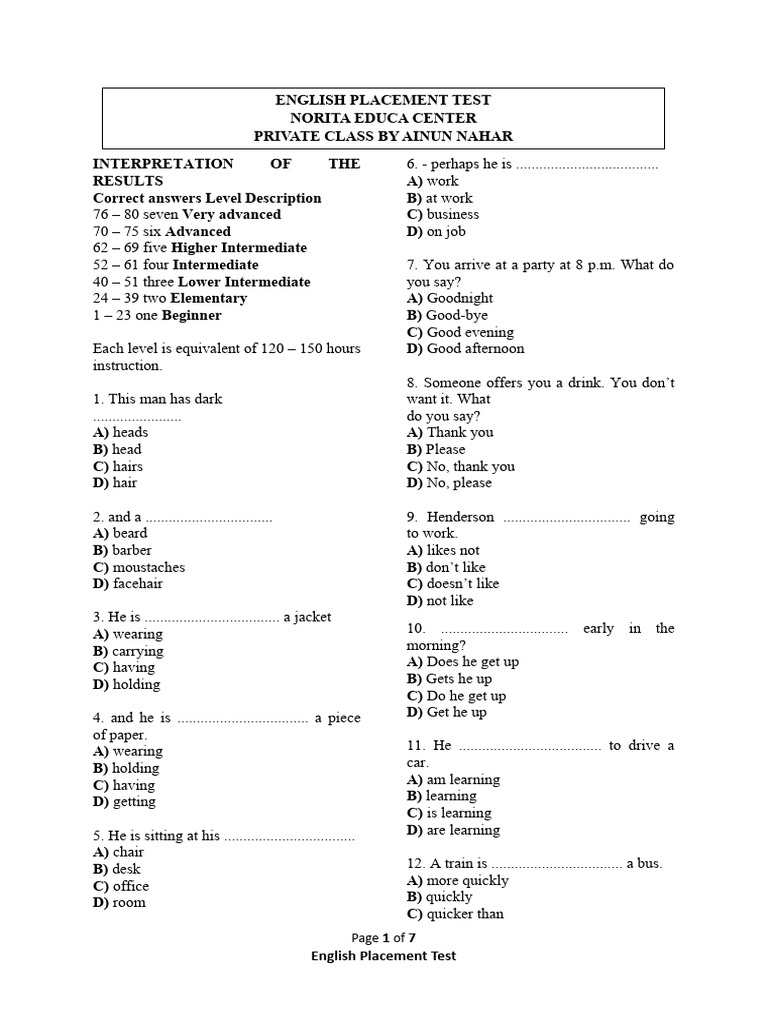 English Test Preparations | PDF
