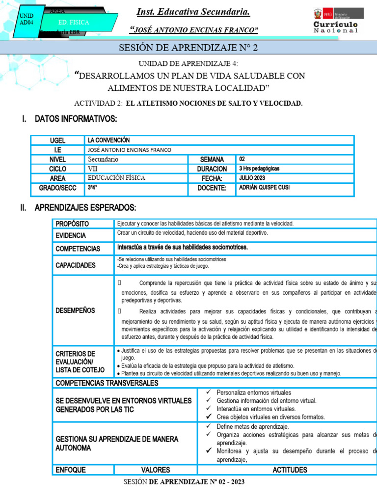 B-3°4º Ses-Act 2-E.f Und 4 | PDF | Aprendizaje | Evaluación