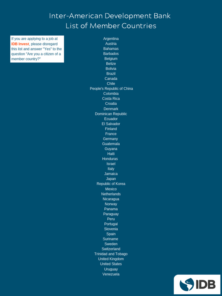 IDB Member Countries List | PDF | Inter American Development Bank ...