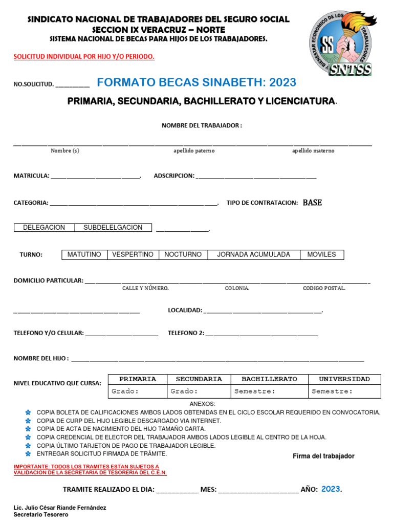 Solicitud de Becas Sinabeth 2023 | PDF