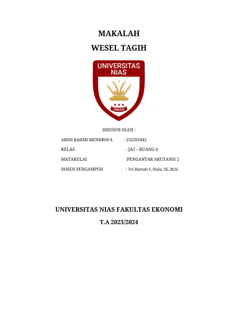 Makalah Wesel Tagih (Arini Rahmi Mendrofa) | PDF