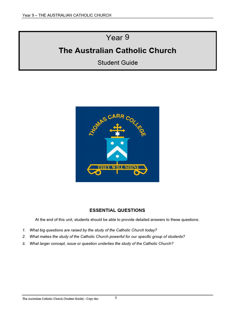 Year 9 Catholic Church Study Guide | PDF | Catholic Church