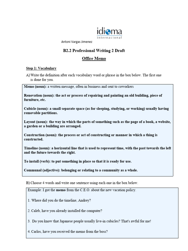 B2.2 Professional Writing 2 Draft | PDF | Noun | Semantic Units