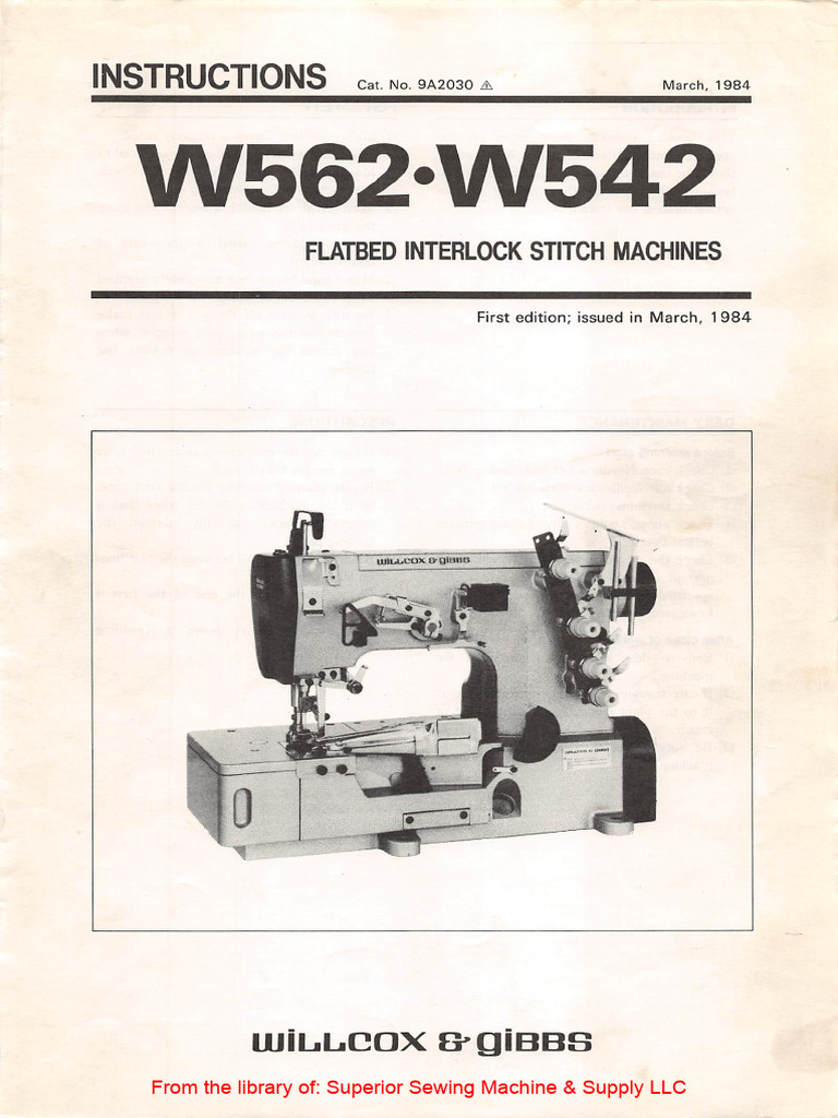 Pegasus (W&G) W542, W562 Instruction Manual | PDF | Sewing Machine ...