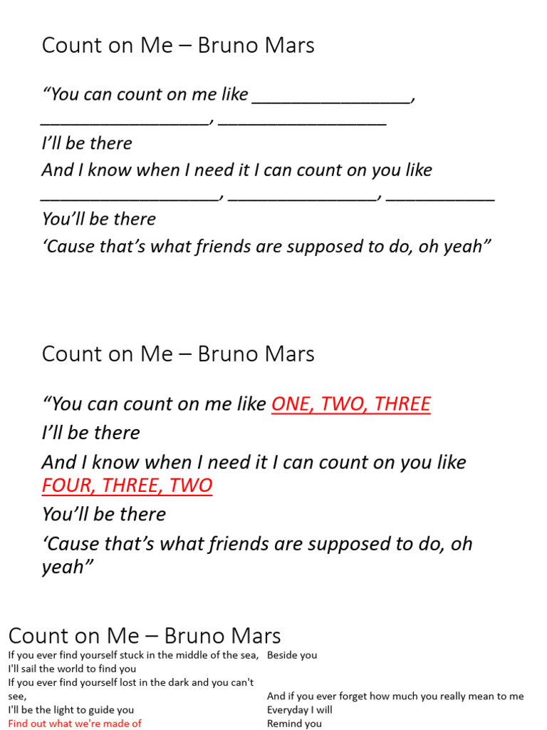 Count on Me – Bruno Mars | PDF