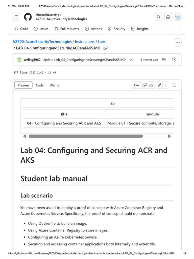 Lab03_ConfiguringandSecuringACRandAKS | PDF