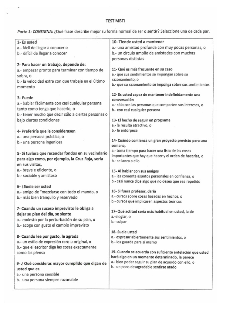 Test MBTI | PDF