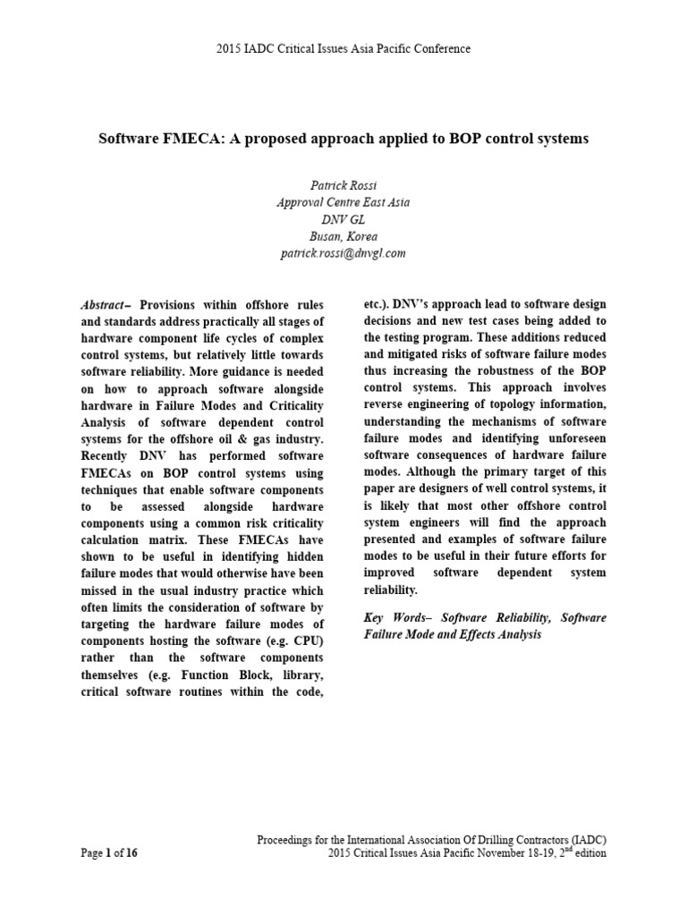 Patrick-Rossi-DNV-GL-SWFMECA-Paper-3rd-edition | PDF | Reliability Engineering | Programmable ...
