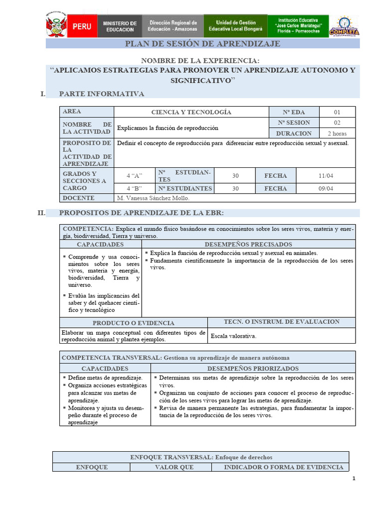 Explica 2 4° Eda 1 | PDF | Reproducción | Aprendizaje