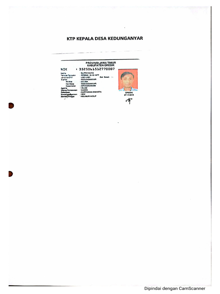 20.b. KTP, KK, NPWP KADES Kedunganyar | PDF