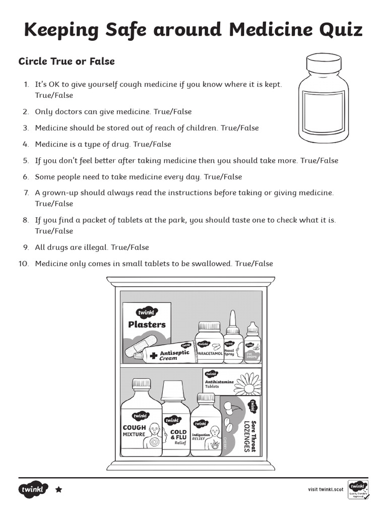 Keeping Safe Around Medicine Quick Quiz | PDF | Wellness | Lifestyle