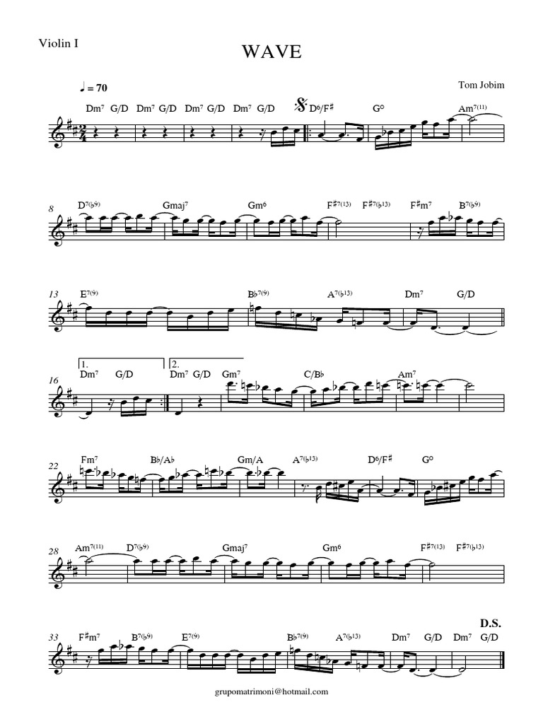 WAVE - Tom Jobim - Matrimoni - Violin I | PDF | Chess Theory | Chess