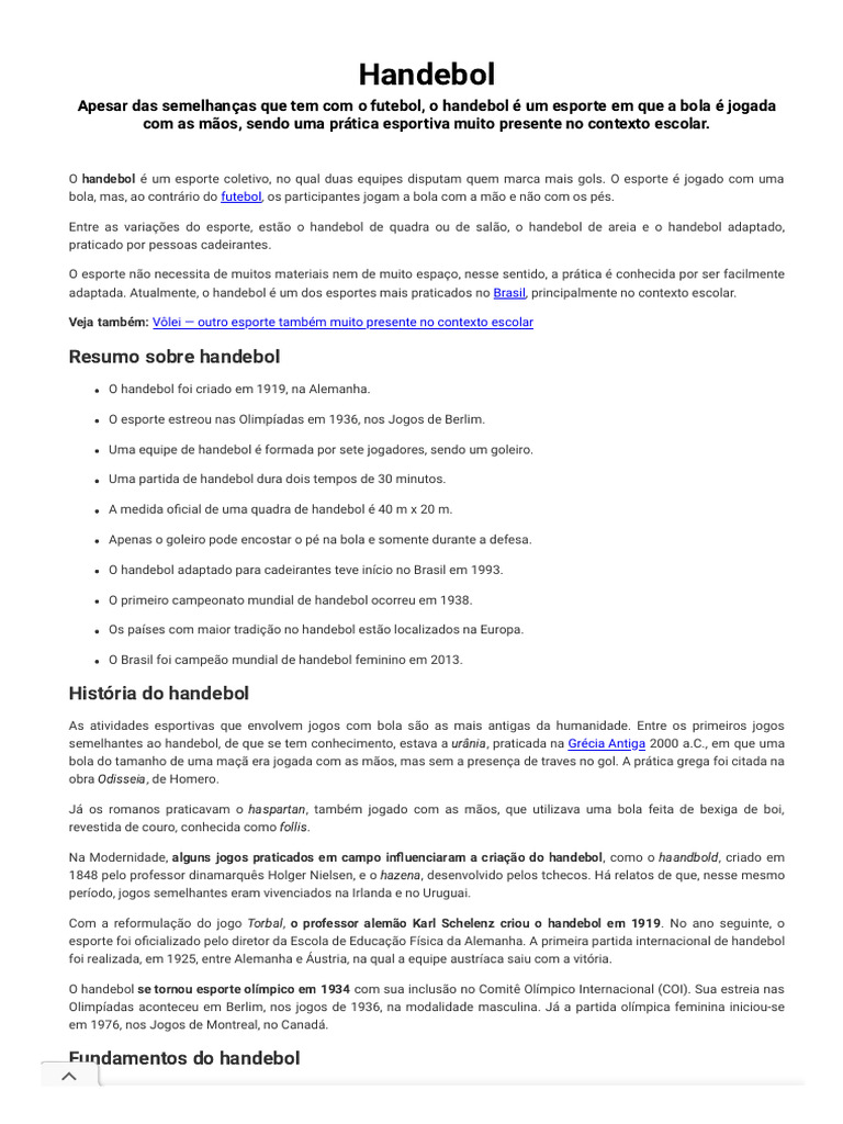 Handebol_ história, fundamentos, regras, elementos - Brasil Escola ...