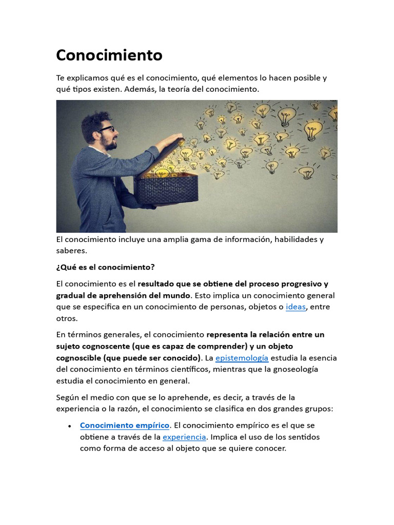 SEMANA 12 - Hoja de Informe - El Conocimiento | PDF | Conocimiento | Experiencia