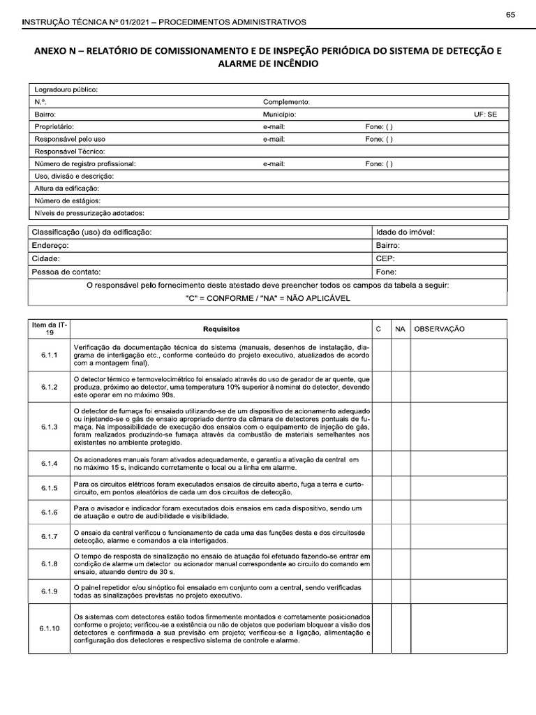 Anexo N - Comissionamento e Inspeção Periodica Do SDAI - AVCB 2024 | PDF