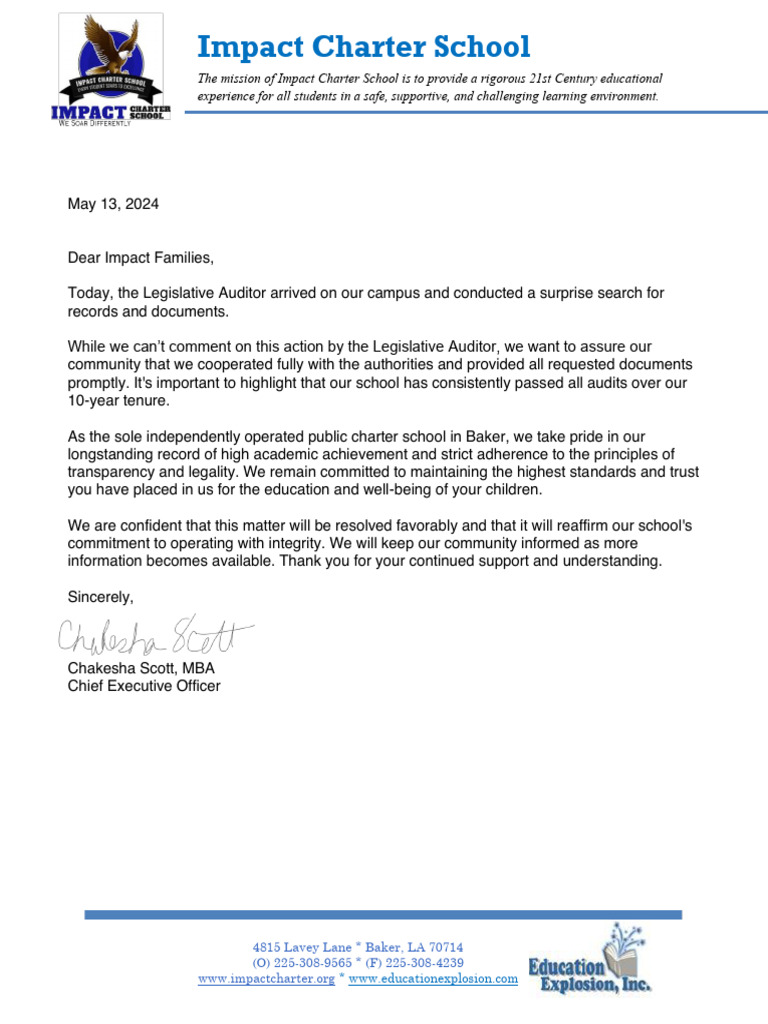 Impact Charter Letter | PDF | Wellness | Social Science