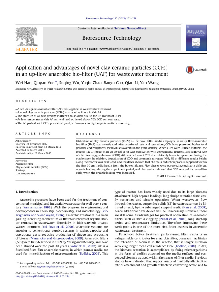 Novel Clay Ceramic Particles in Wastewater Treatment | PDF | Anaerobic ...