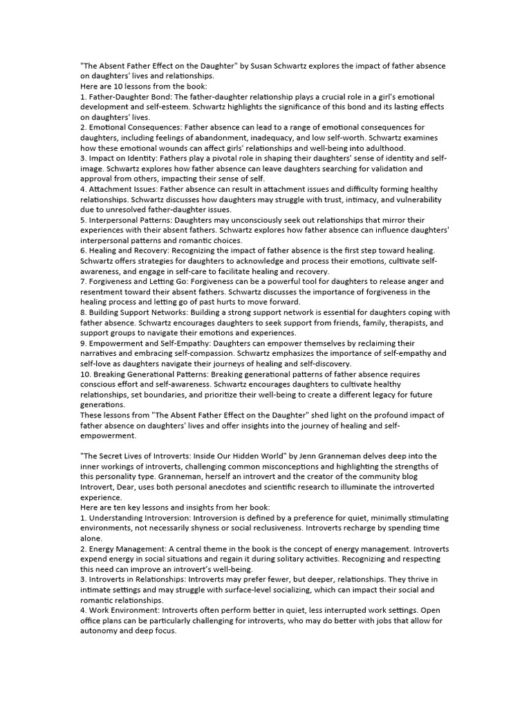 The Absent Father Effect On The Daughter | PDF | Extraversion And ...