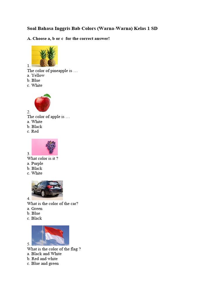 Soal Warna untuk Kelas 1 SD | PDF