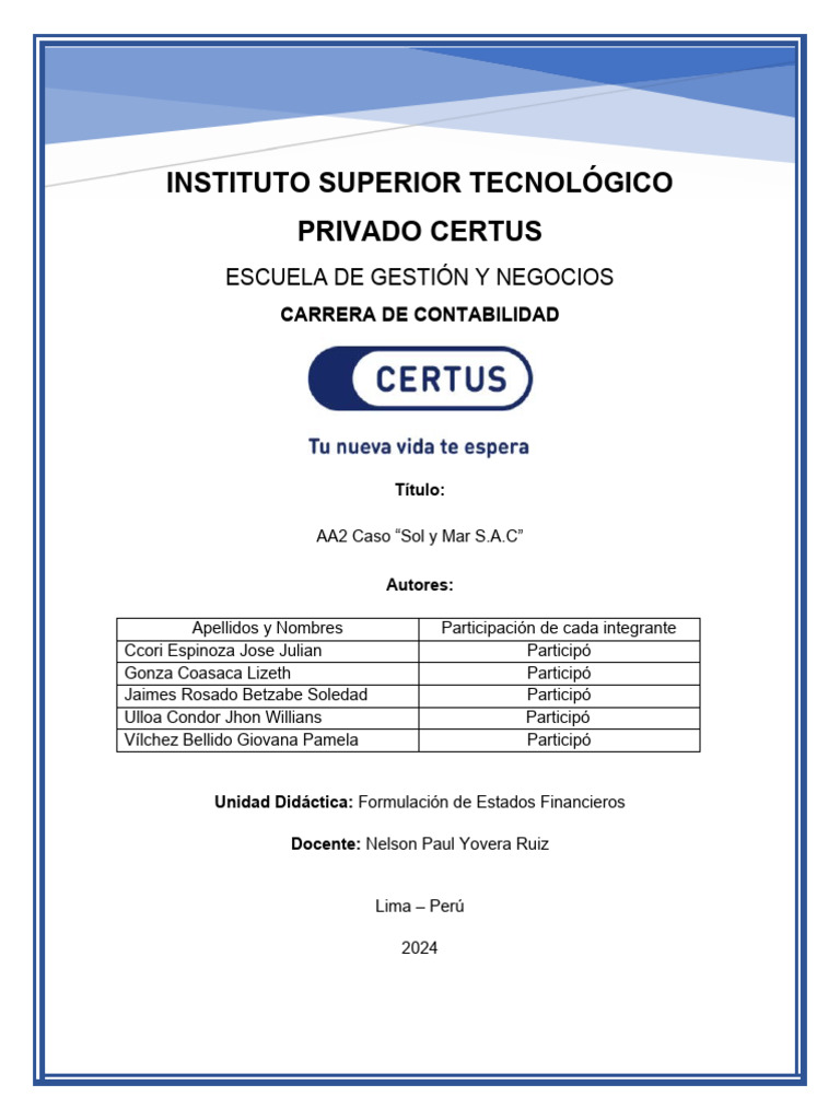 Formulación de Estados Financieros en Certus | PDF | Contabilidad ...