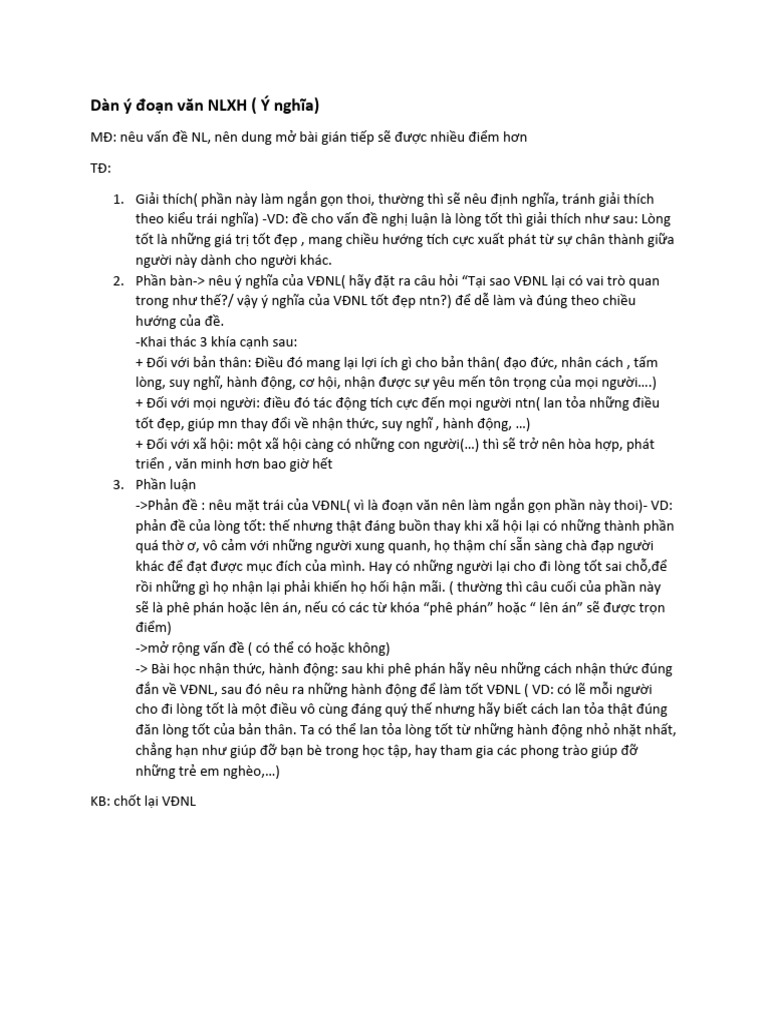 Dàn Ý Đo N Văn NLXH | PDF
