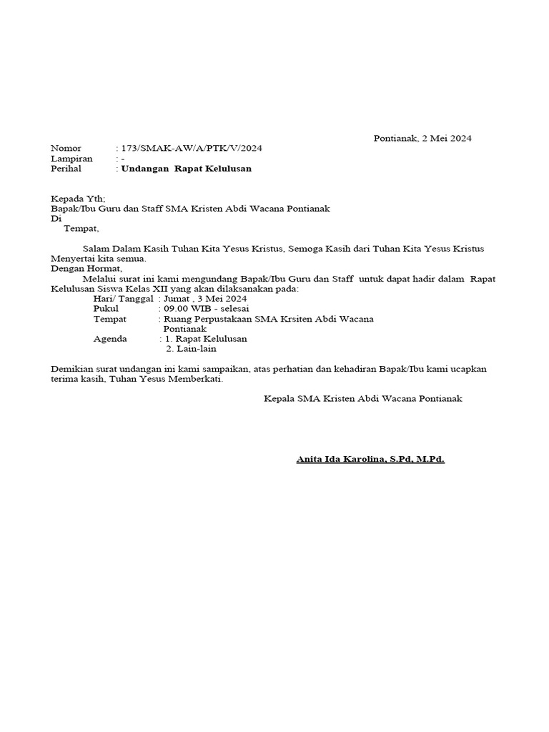 (2024) Undangan Rapat Kelulusan | PDF