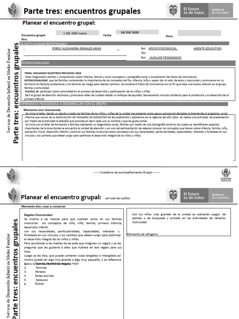 TALLER Comprensiones Sobre Infanc, Flia, Pacto de Convivencia | PDF ...