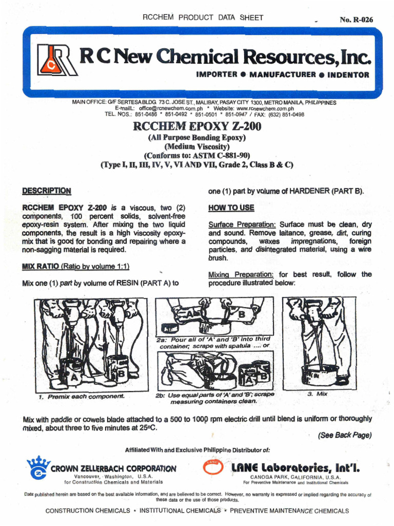 Epoxy z200 Msds | PDF | Epoxy | Concrete