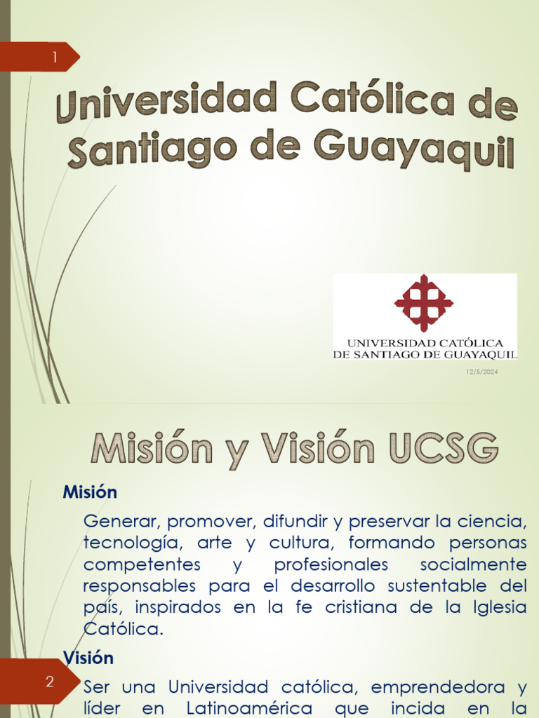 Misión y Visión de la UCSG | PDF | Salud y bienestar | Ciencia y ...