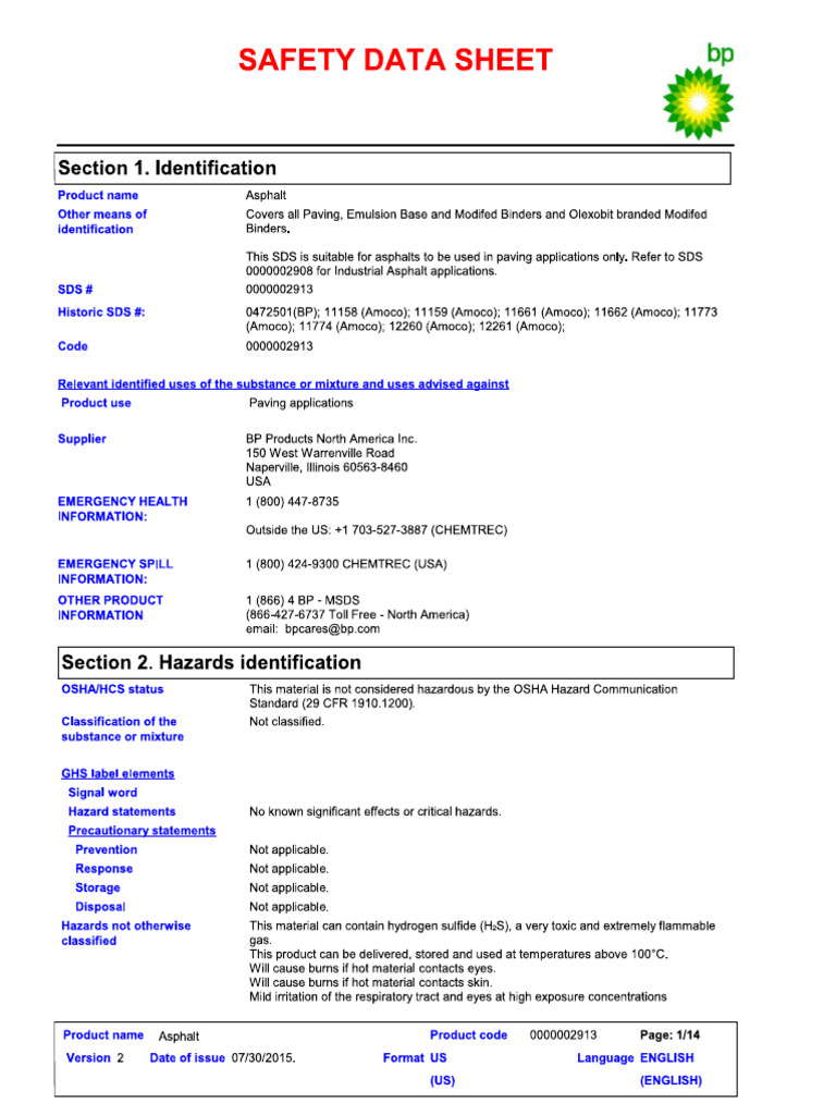 Asphalt Msds | PDF