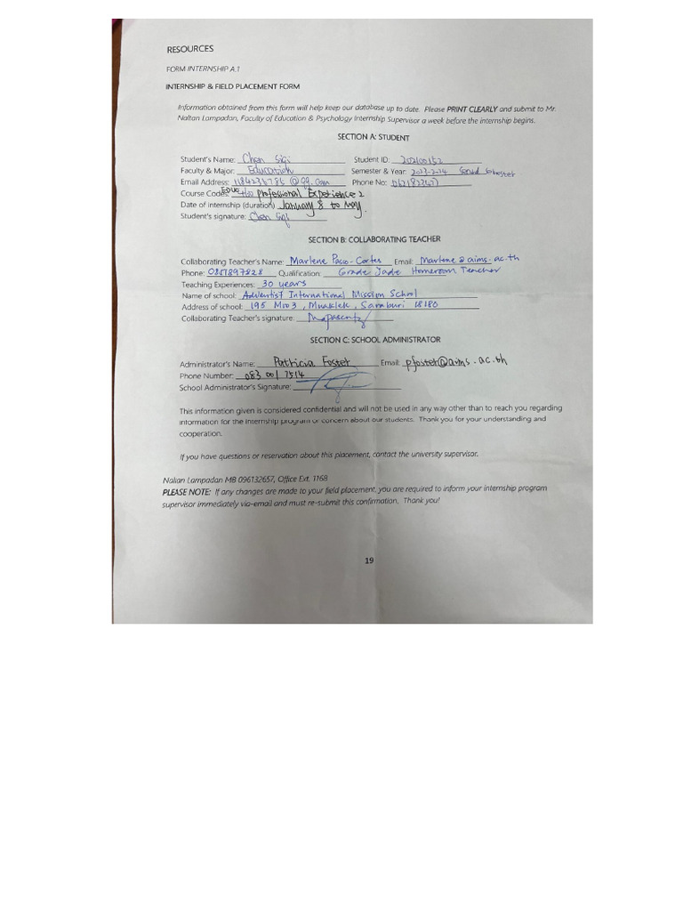 Placement Form 2 | PDF