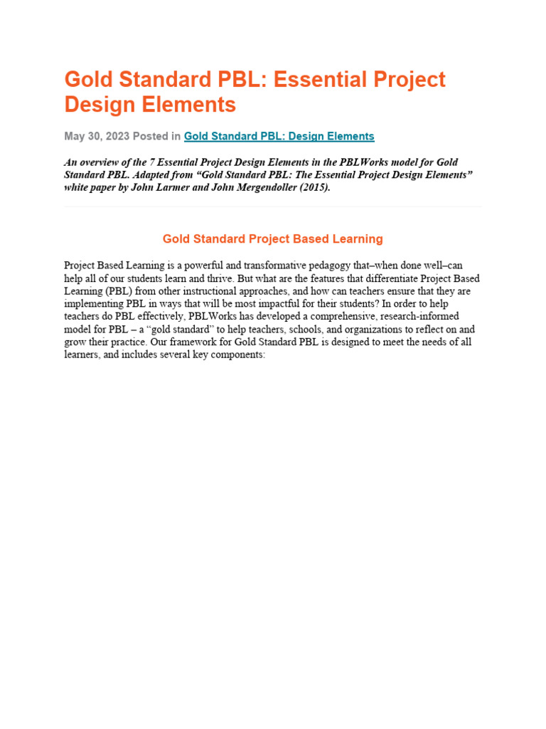 Essential Project Design Elements | PDF | Learning | Knowledge