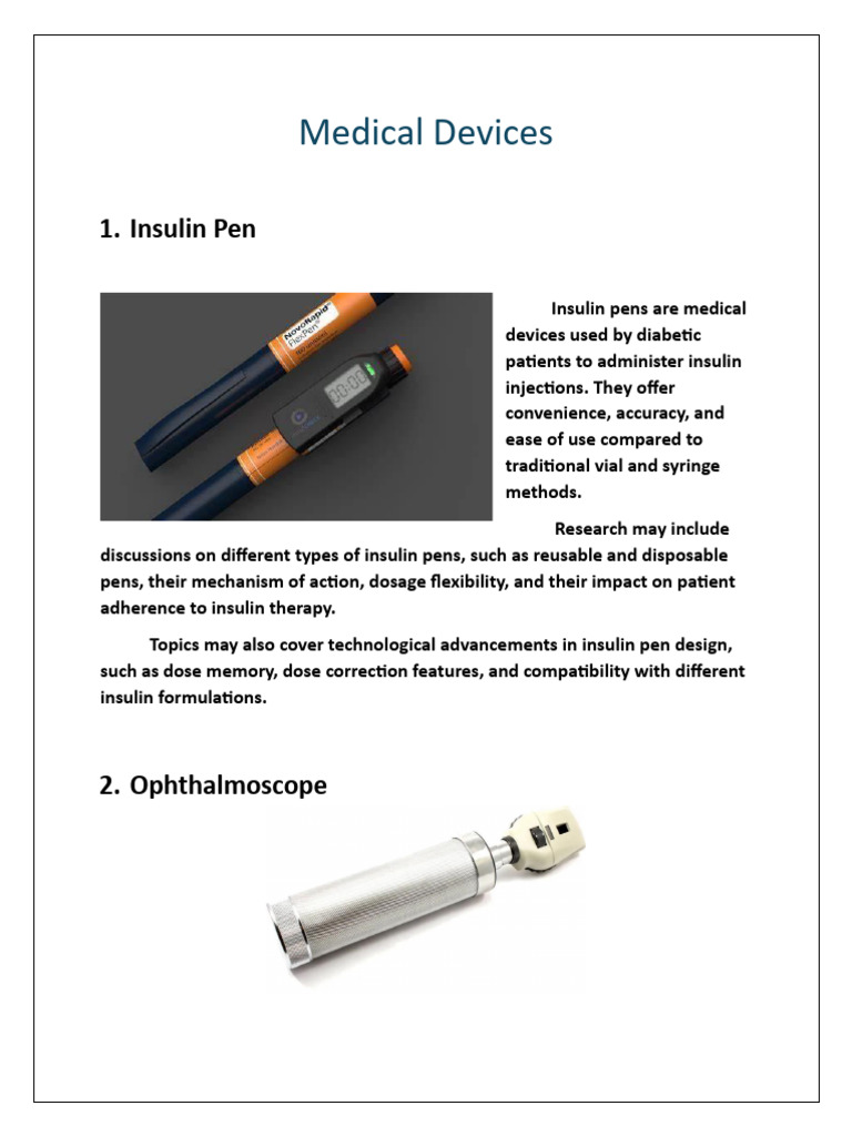 Medical Devices: 1. Insulin Pen | PDF | Monitoring (Medicine ...