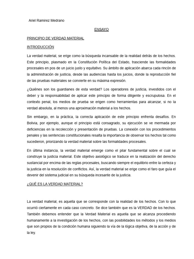 Principio de Verdad Material | PDF | Ley procesal | Verdad