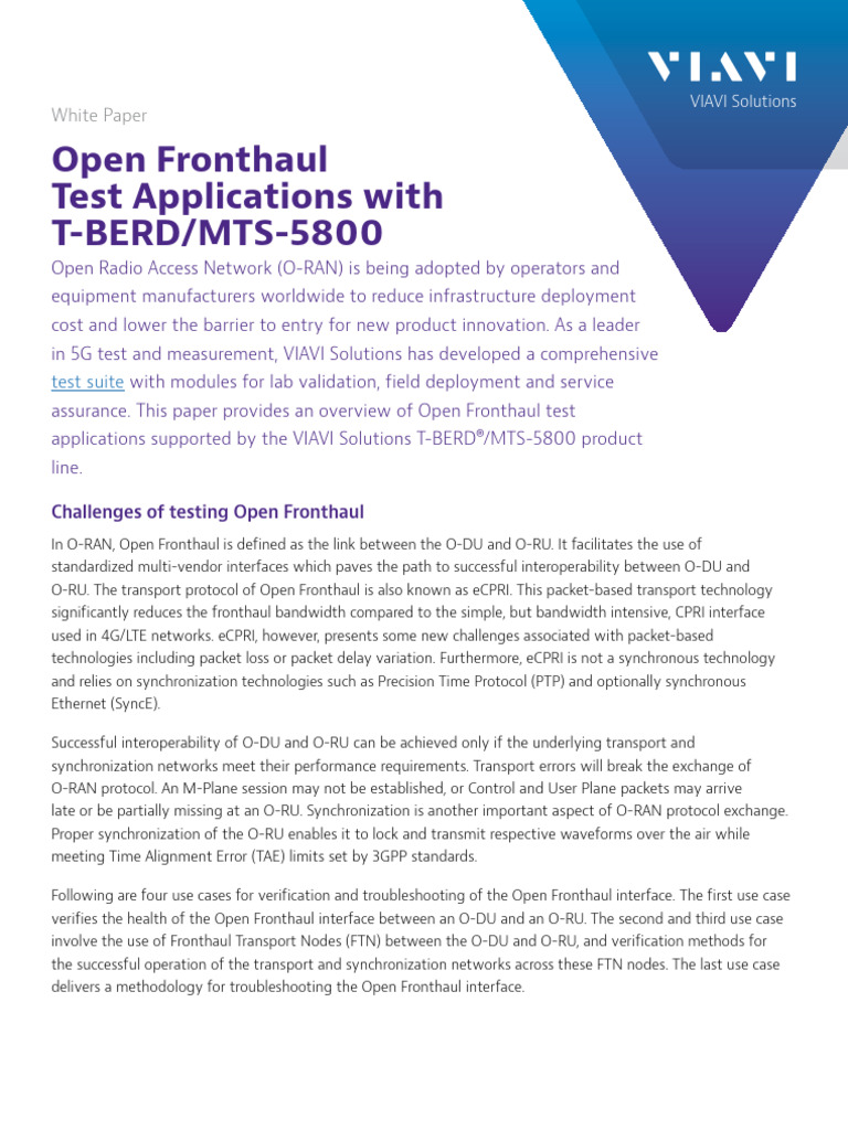 Open Fronthaul Test Applications T Berd Mts 5800 White Papers Books en ...