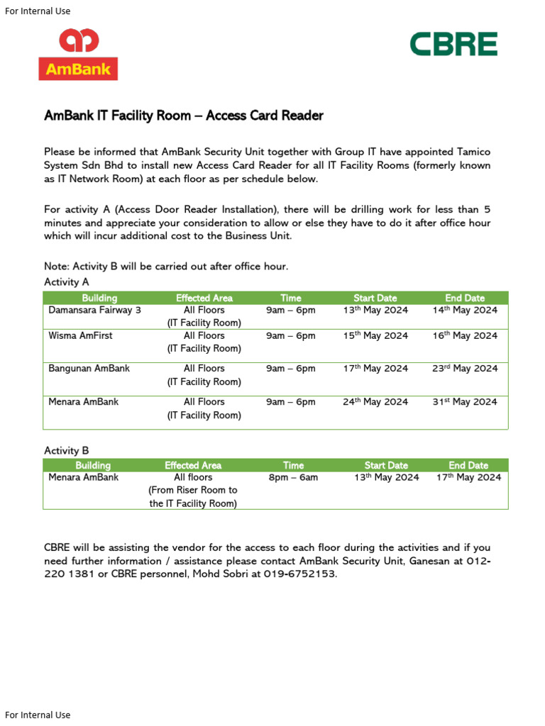 Access Card Reader Installation Schedule | PDF | Computers