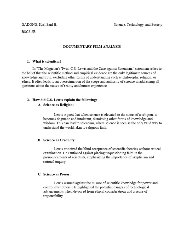 Documentary Film Analysis | Download Free PDF | Science | Knowledge