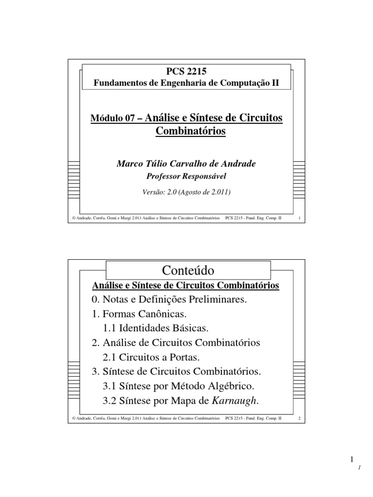Análise E Síntese De Circuitos Combinatórios Pdf Eletrônicos
