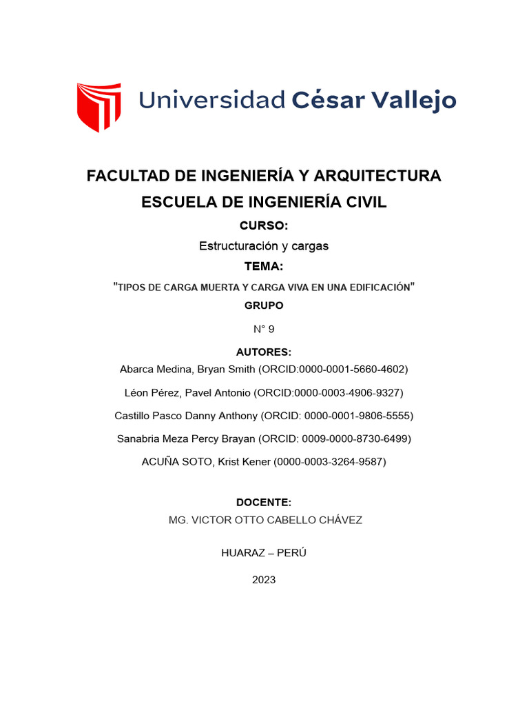 Tipos de Carga Muerta y Carga Viva en Una Edificación | PDF | Diseño | Arquitecto