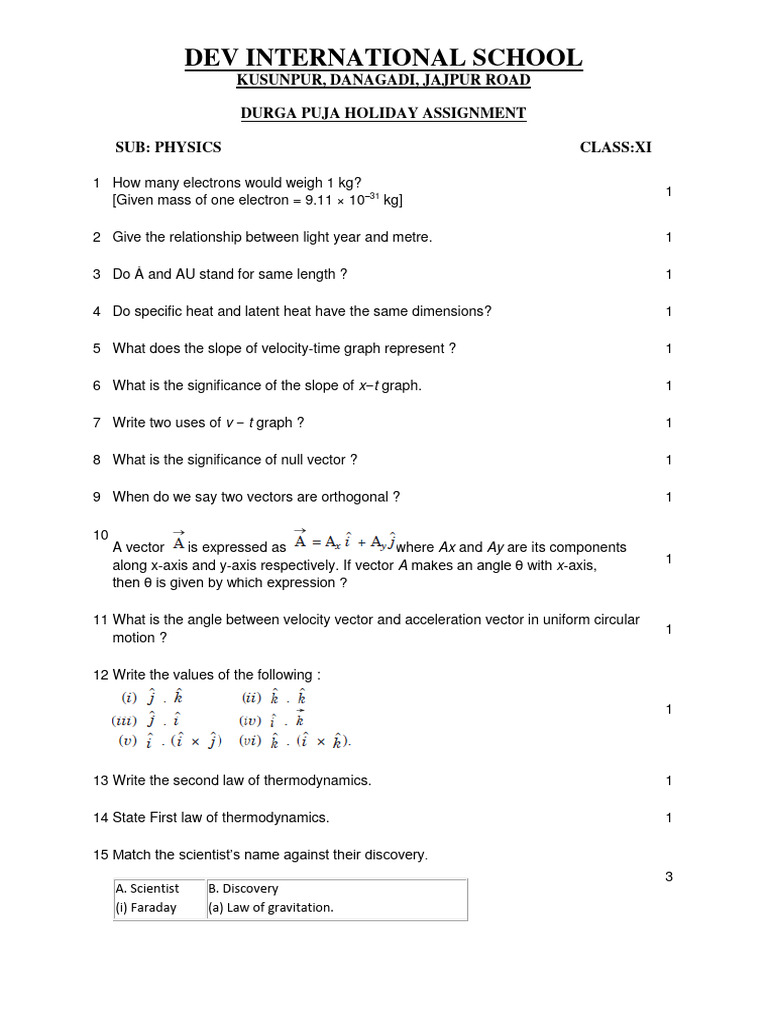 Physics Holiday Homework | PDF | Force | Momentum