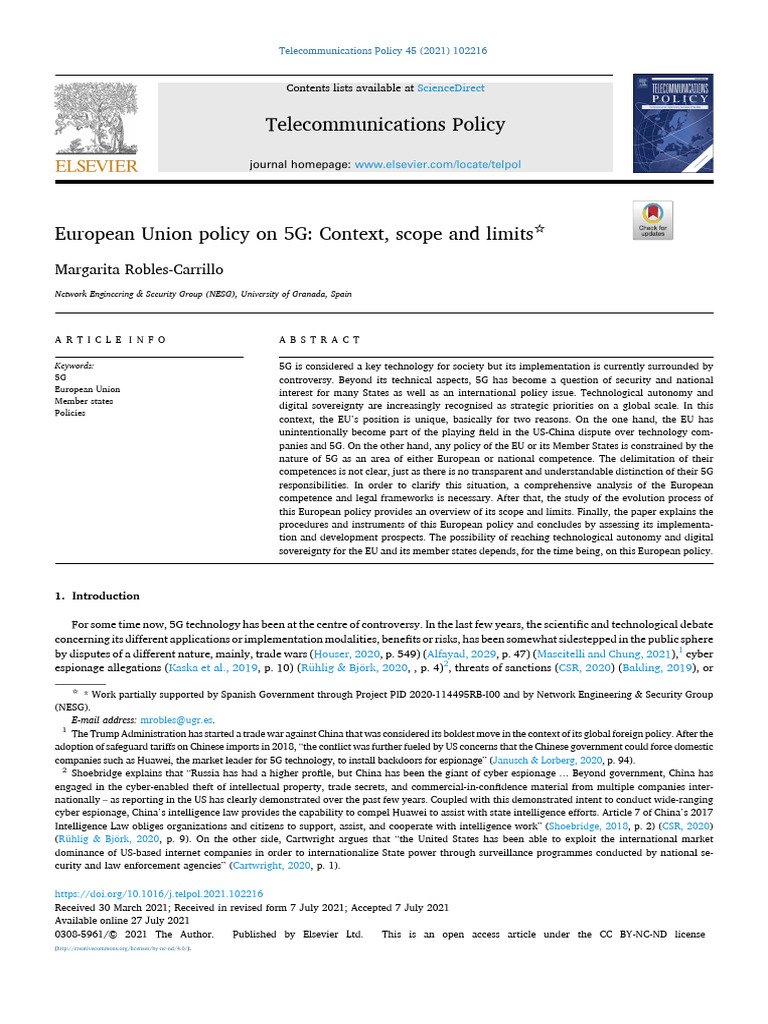 2021 European Union Policy On 5G - Context, Scope and Limits | PDF ...