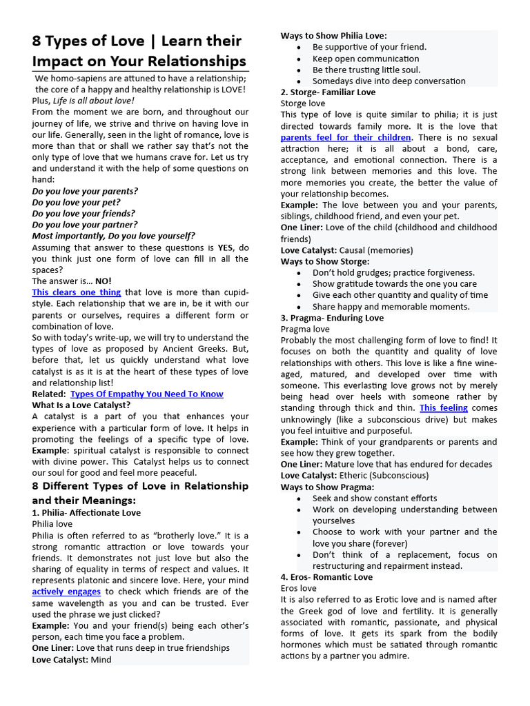 8 Types of Love | PDF | Love | Romance (Love)