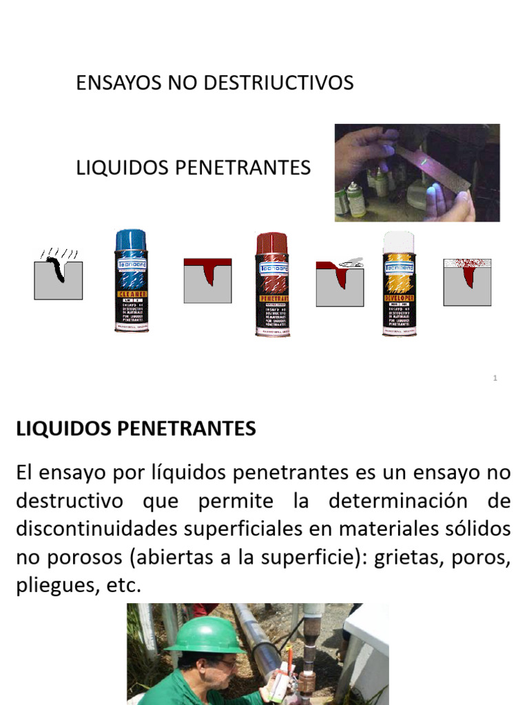 Ensayo No Destructivo: Líquidos Penetrantes | PDF | Tensión superficial ...