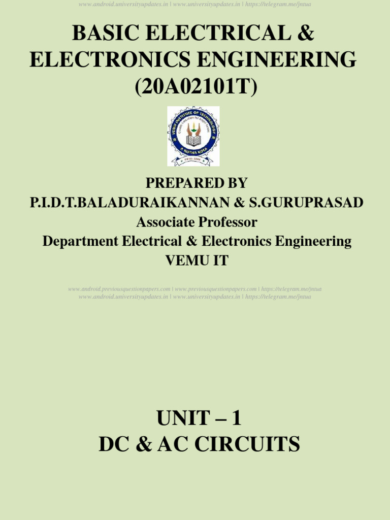 Basic Electrical Engineering Overview | PDF | Electrical Network | Inductor