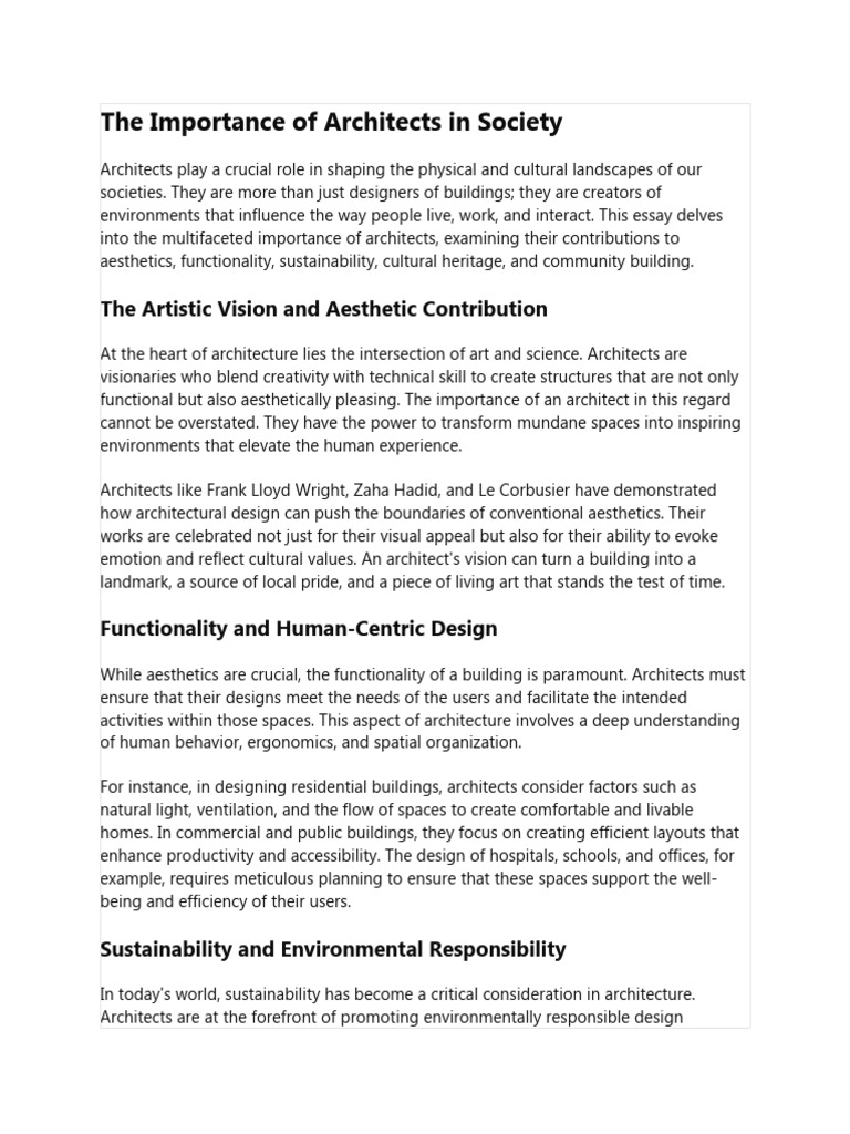 The Importance of Architects in Society | PDF | Architect | Sustainability
